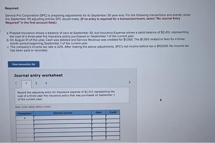 Solved Required: Service Pro Corporation (SPC) is preparing | Chegg.com