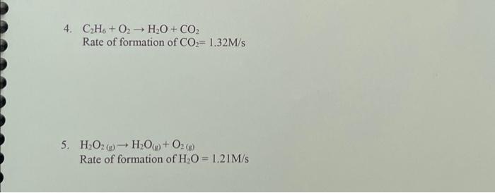 Solved 4. C2H6+O2→H2O+CO2 Rate of formation of CO2=1.32M/s | Chegg.com