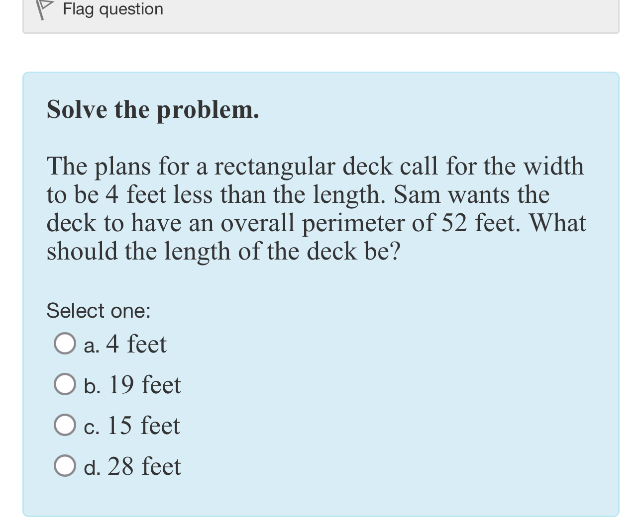 Solved Flag questionSolve the problem.The plans for a | Chegg.com
