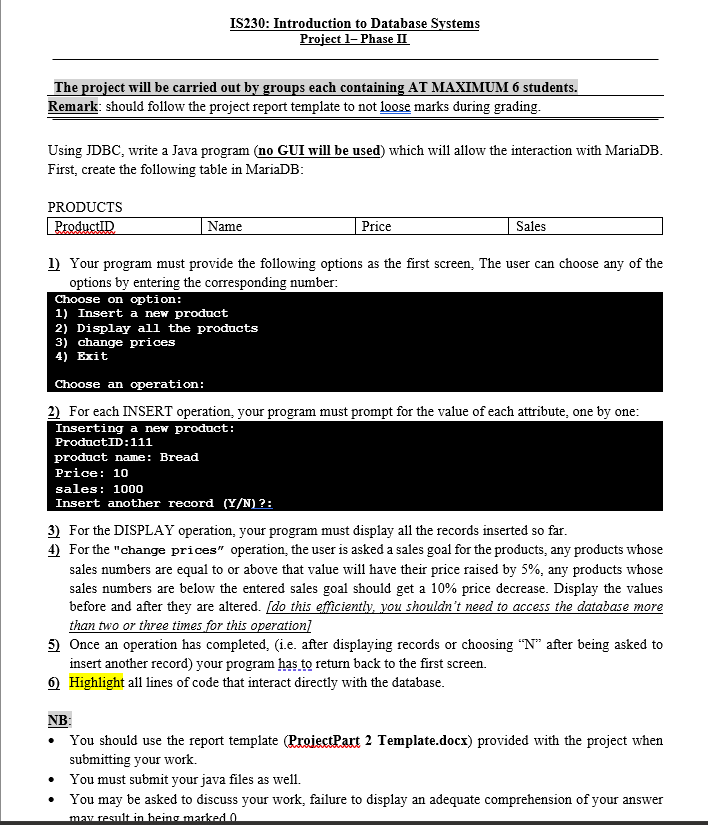 Solved IS230: Introduction to Database SystemsProject 1- | Chegg.com