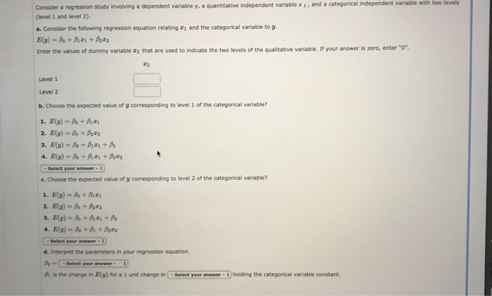 Solved Consider a regression study involving a dependent | Chegg.com