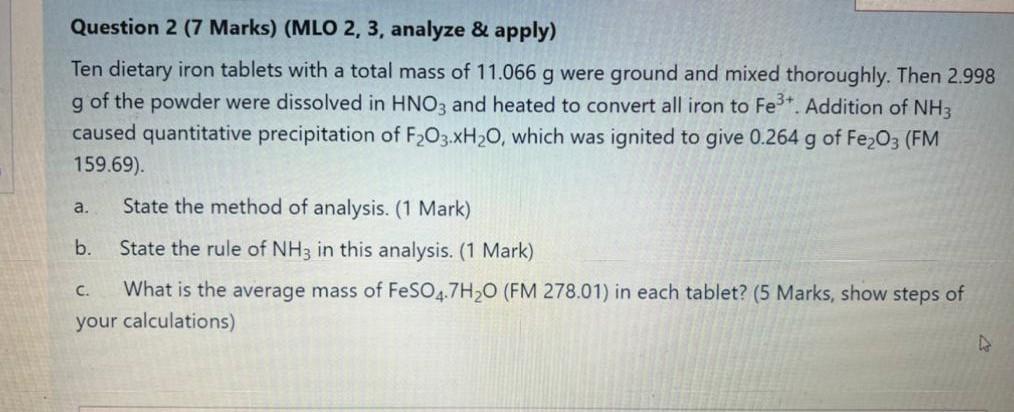 Solved Question 2 (7 Marks) (MLO 2, 3, analyze & apply) Ten | Chegg.com Solved Question 2 (7 Marks) (MLO 2, 3, analyze & apply) Ten | Chegg.com