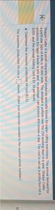 Solved B.determine total annual setup and inventory holding | Chegg.com