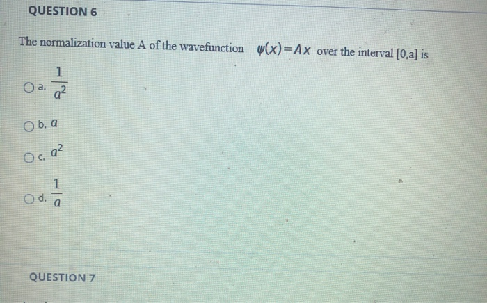Solved QUESTION 6 The normalization value A of the | Chegg.com