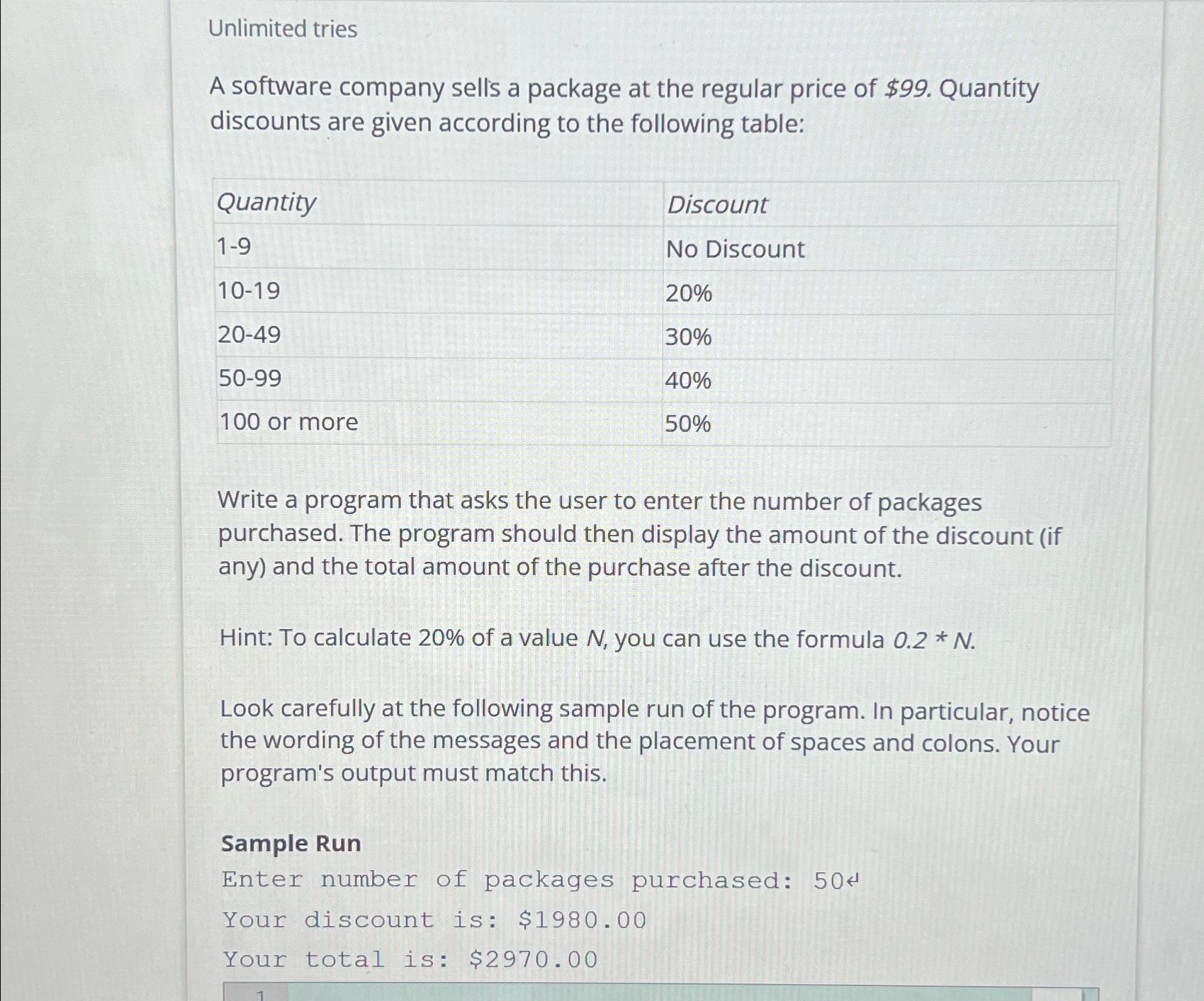 Solved Unlimited triesA software company sells a package at | Chegg.com
