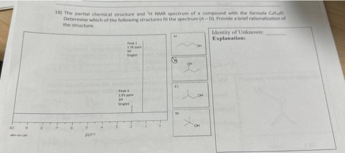 Solved 18) The partial chemical structure and 14 NMR | Chegg.com