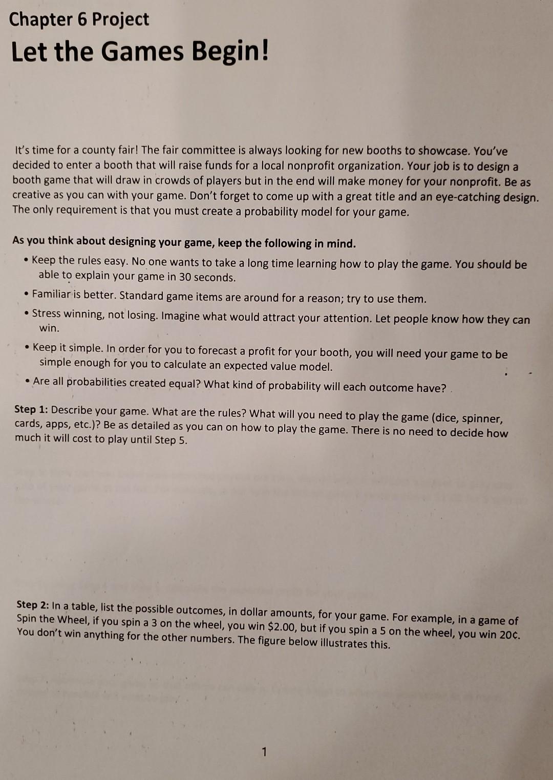 Chapter 6 Project Let the Games Begin! It's time for | Chegg.com