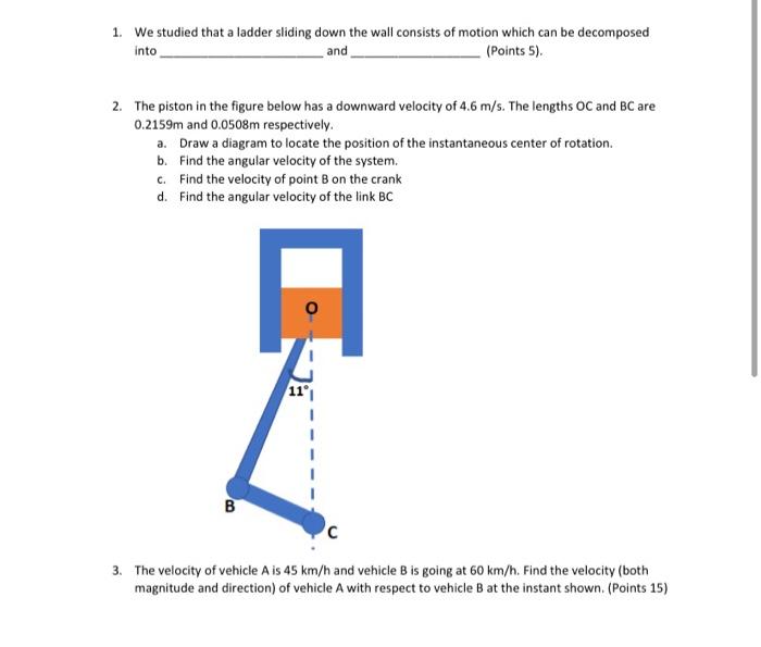 Solved 1. We studied that a ladder sliding down the wall | Chegg.com