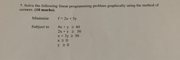 Solved 7. Solve the following linear programming problem | Chegg.com