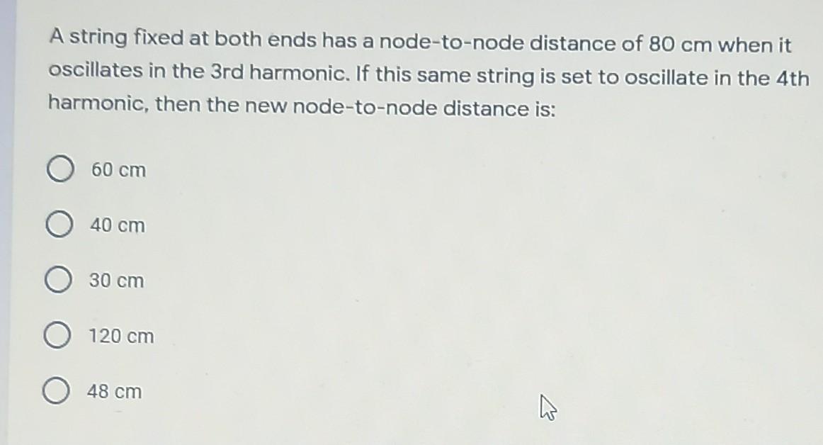 Solved A string fixed at both ends has a node-to-node | Chegg.com