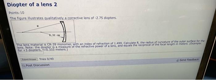 Solved Diopter of a lens Points:10 The figure illustrates | Chegg.com