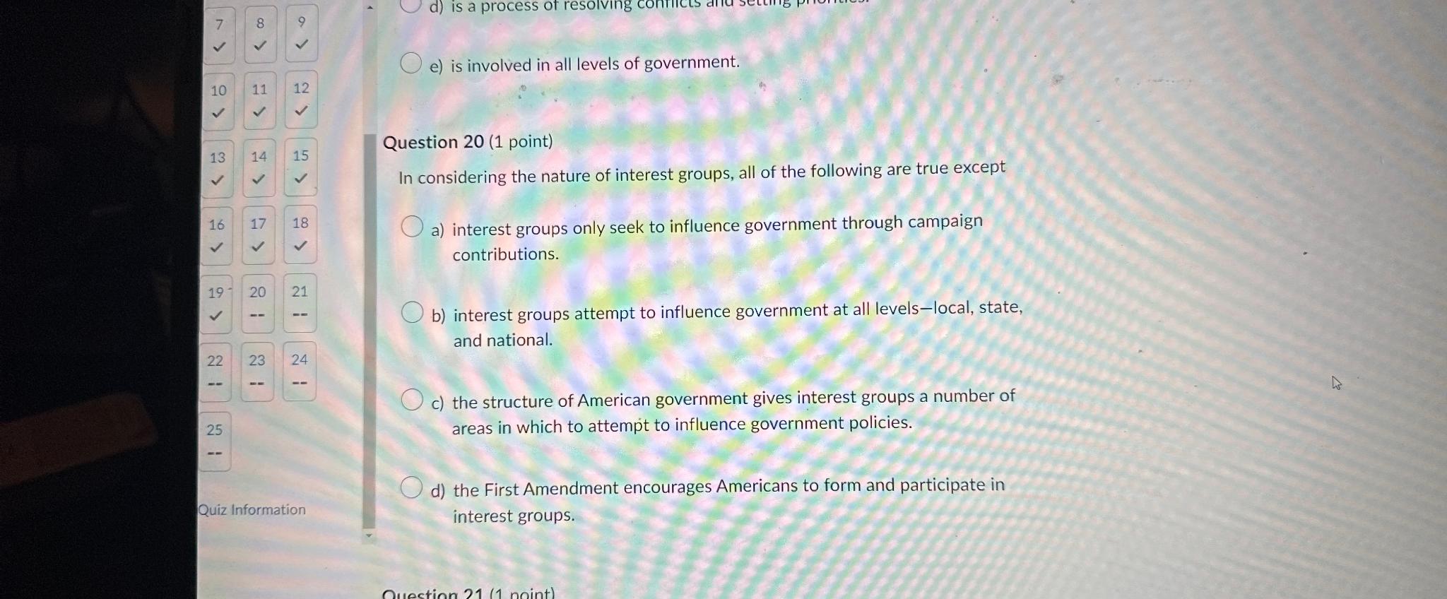 Solved Question 20 (1 ﻿point)In considering the nature of | Chegg.com