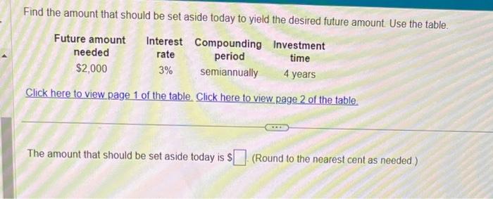Solved Find the amount that should be set aside today to | Chegg.com