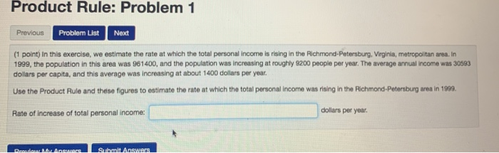 Solved Product Rule: Problem 1 Previous Problem List Next (1 | Chegg.com