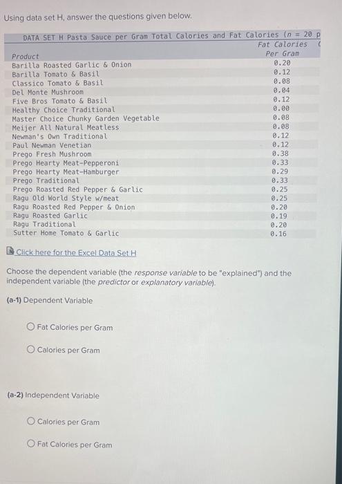 Solved Using data set H, answer the questions given below. [ | Chegg.com Solved Using data set H, answer the questions given below. [ | Chegg.com