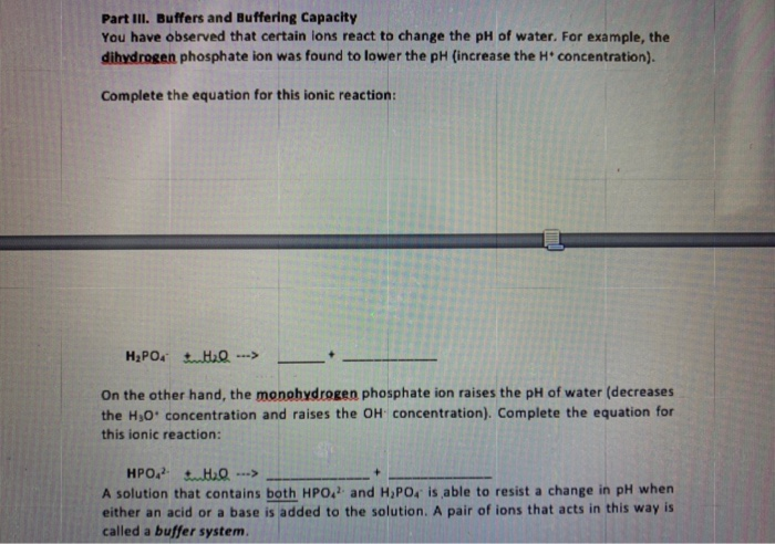Solved Part III. Buffers and Buffering Capacity You have | Chegg.com