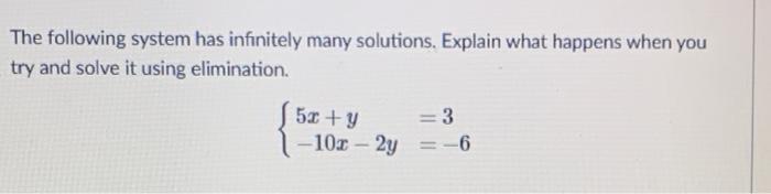 Solved The following system has infinitely many solutions. | Chegg.com