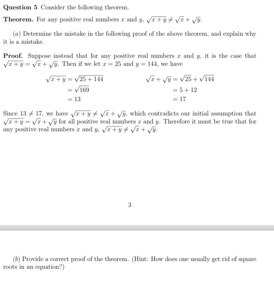 Solved Question 5 ﻿Consider the following theorem.Theorem. | Chegg.com