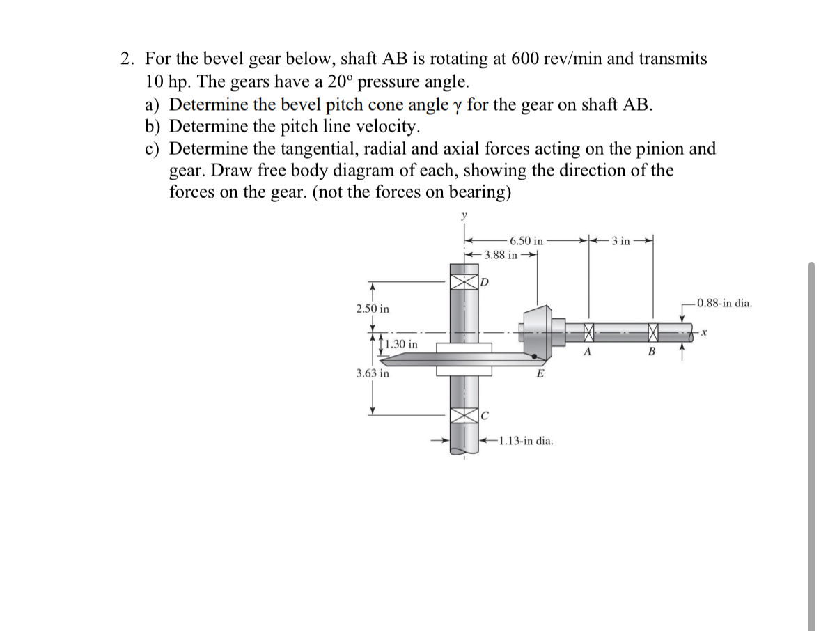 Solved For the bevel gear below, shaft AB is rotating at | Chegg.com