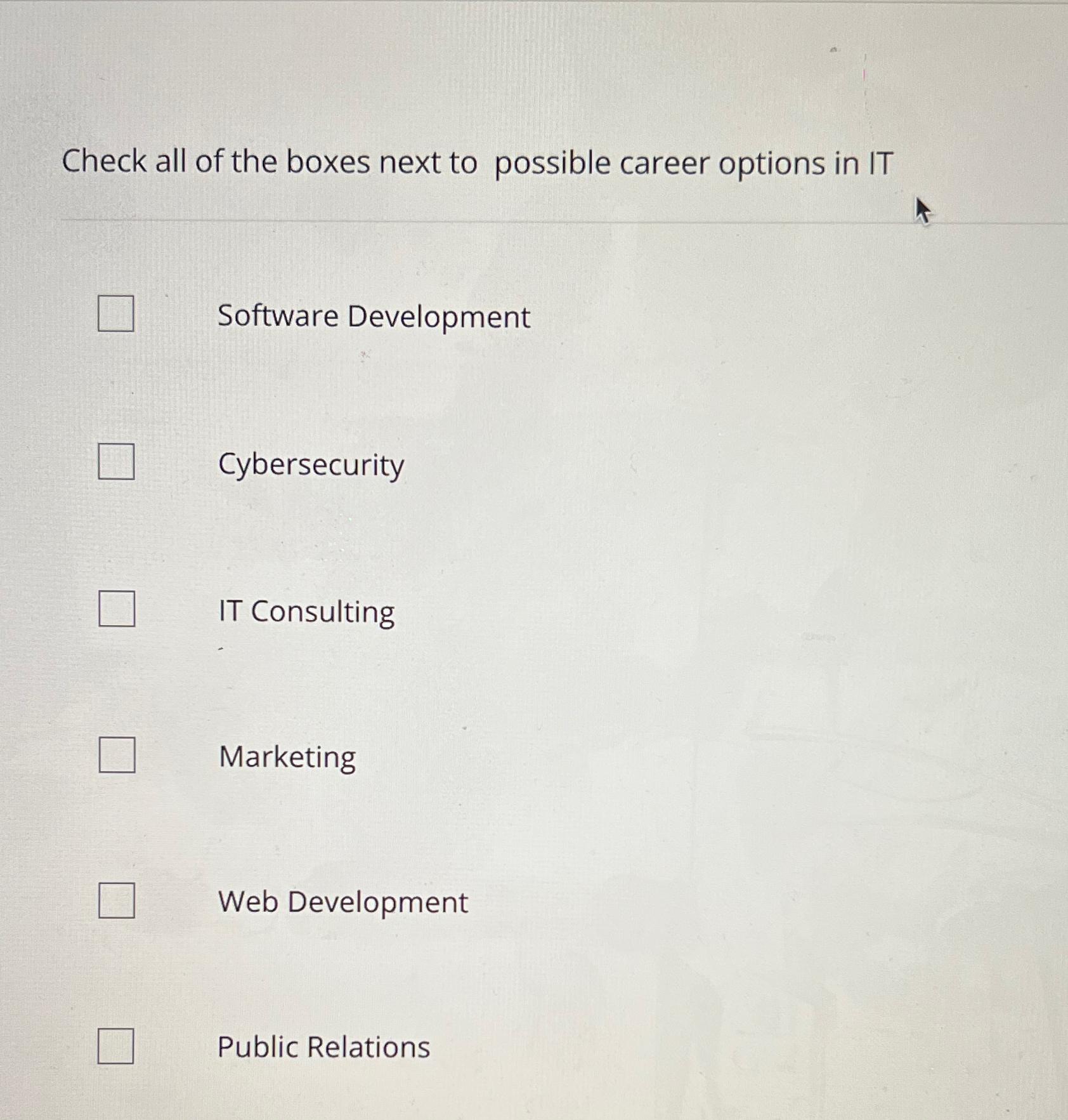 Solved Check all of the boxes next to possible career | Chegg.com