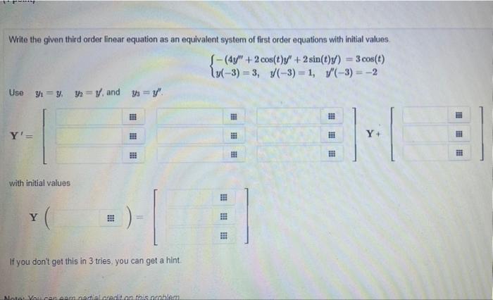 Solved Write the given third order linear equation as an | Chegg.com