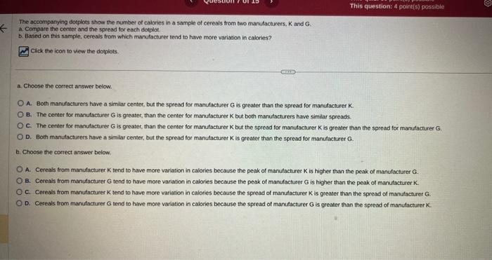 Solved DotplotsThe accompanyeng botplots show the number of | Chegg.com