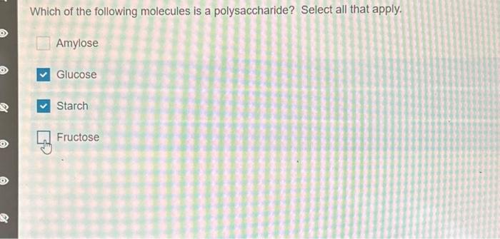 Solved Which of the following molecules is a polysaccharide? | Chegg.com