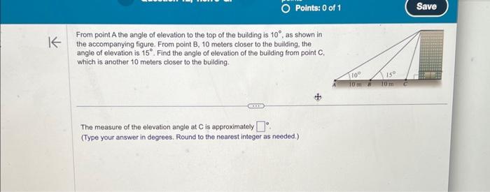 Solved From point A the angle of elevation to the top of the | Chegg.com