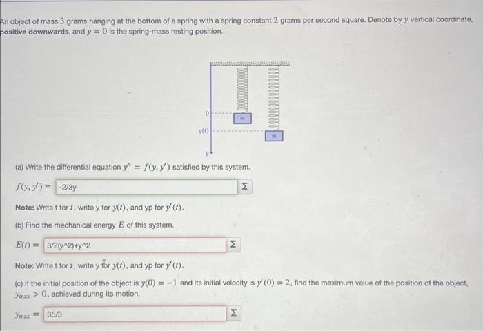 Solved An object of mass 2 grams hanging at the bottom of a | Chegg.com