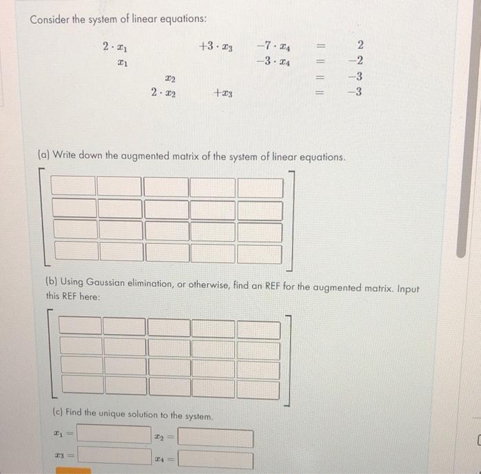 Solved Consider the system of linear equations: | Chegg.com