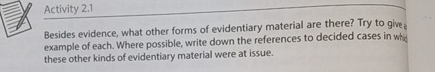 Solved Activity 2.1Besides evidence, what other forms of | Chegg.com