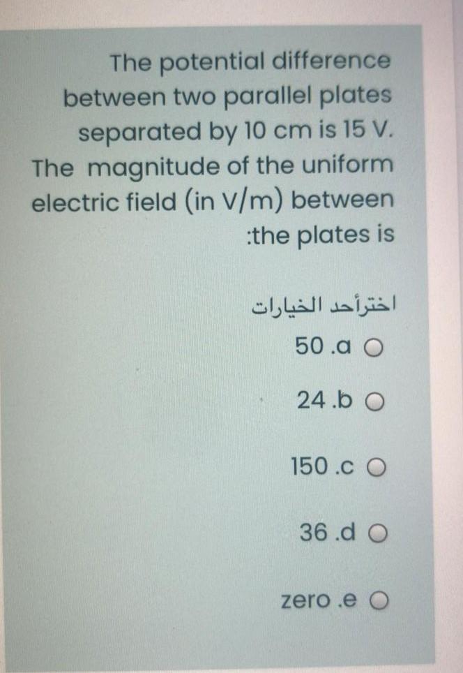 Solved The potential difference between two parallel plates | Chegg.com