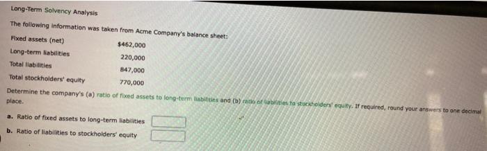Solved Long-Term Solvency Analysis The following Information | Chegg.com