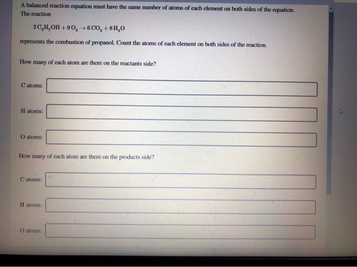 Solved A balanced reaction equation must have the same | Chegg.com