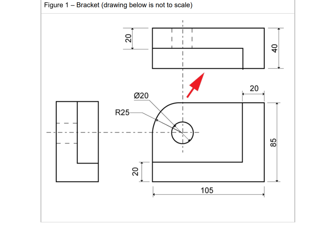 Solved Produce an oblique pictorial sketch of the bracket | Chegg.com