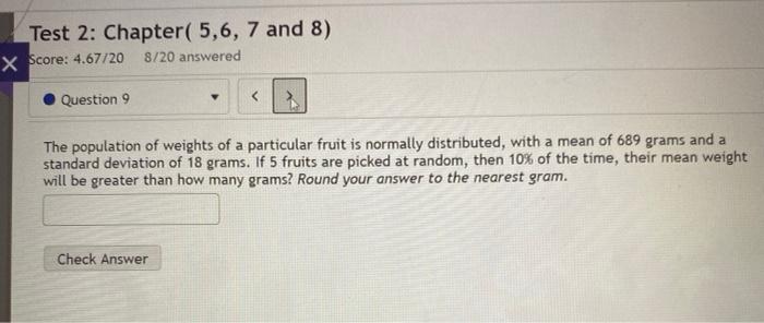 Solved Test 2: Chapter( 5,6, 7 and 8) x Score: 4.67720 8/20 | Chegg.com