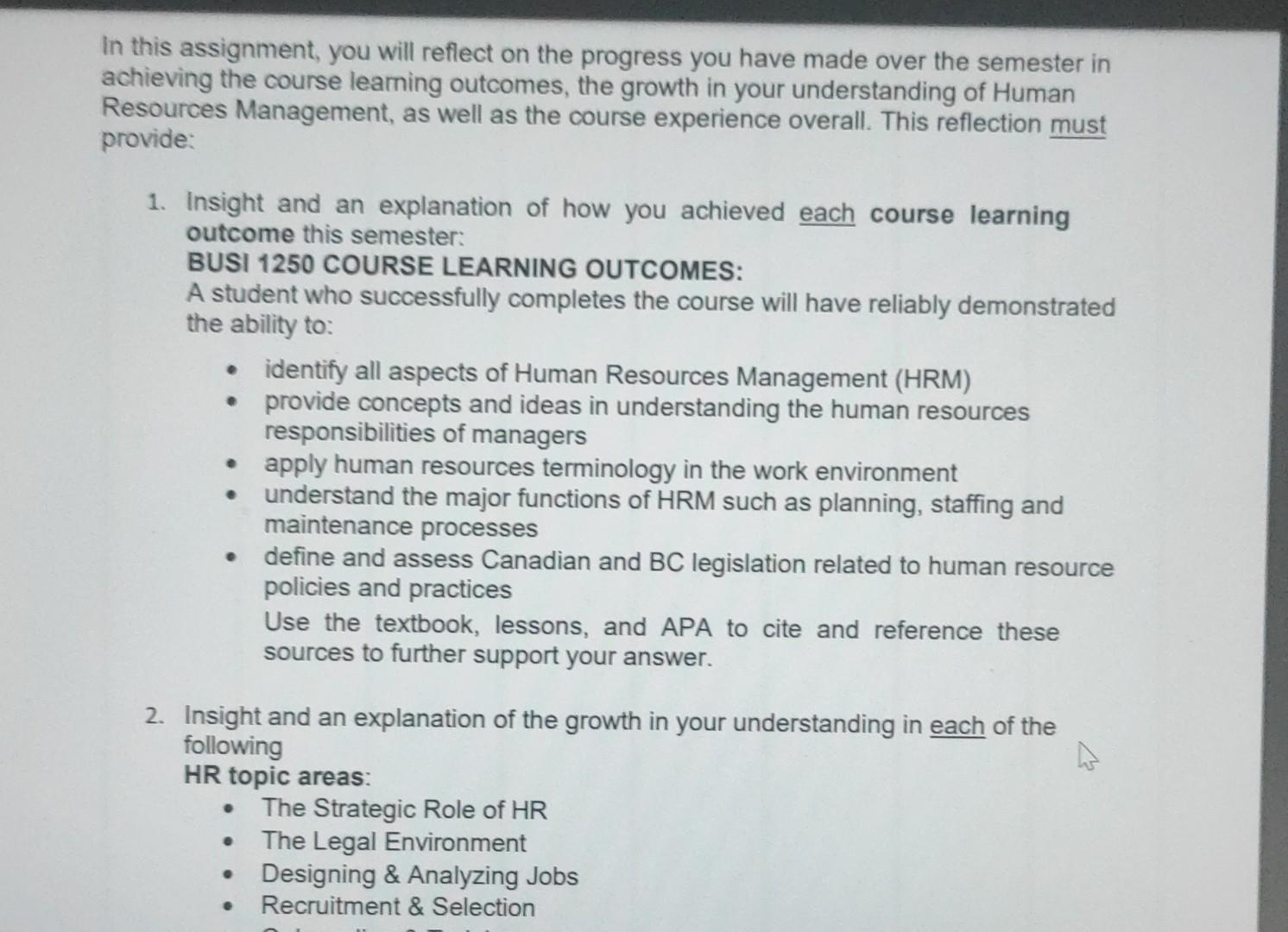 Solved this assignment, you will reflect on the progress you | Chegg.com