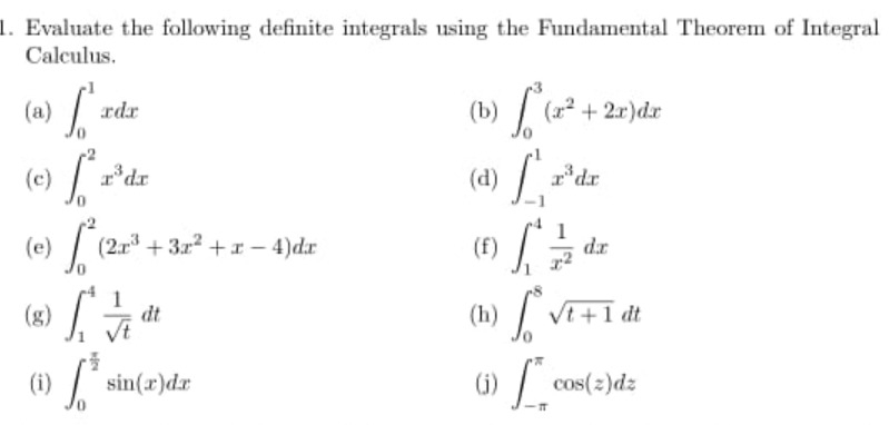 Solved Evaluate the following definite integrals using the | Chegg.com