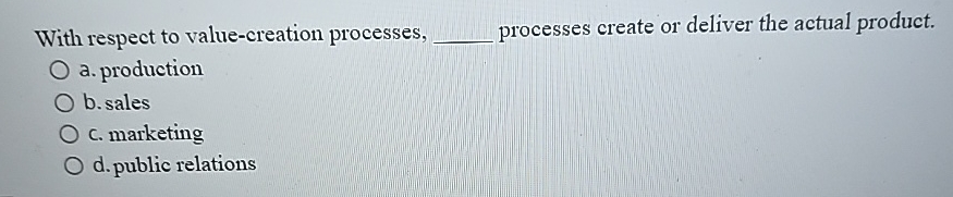 Solved With respect to value-creation processes, processes | Chegg.com
