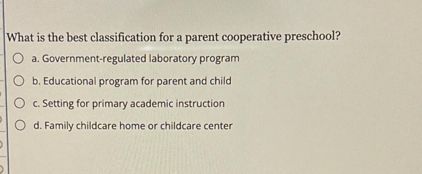 Solved What is the best classification for a parent | Chegg.com