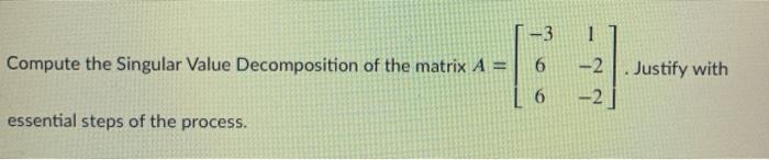 Solved 3 1 Compute the Singular Value Decomposition of the | Chegg.com