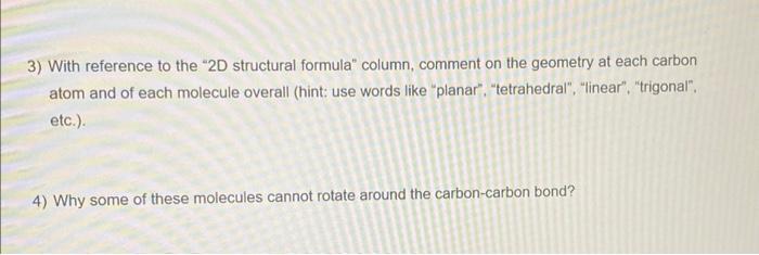 Solved 3) With reference to the "2D structural formula" | Chegg.com