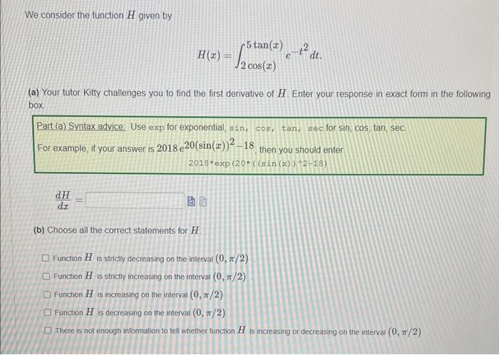 Solved We consider the function H given by | Chegg.com