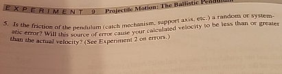 Solved EXPER I MENT 9 ﻿Projectile Motion: The Ballistic | Chegg.com