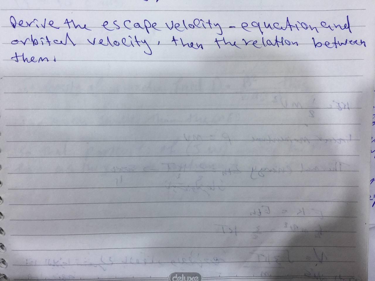 Solved Derive the escape Velolity equation and orbital | Chegg.com