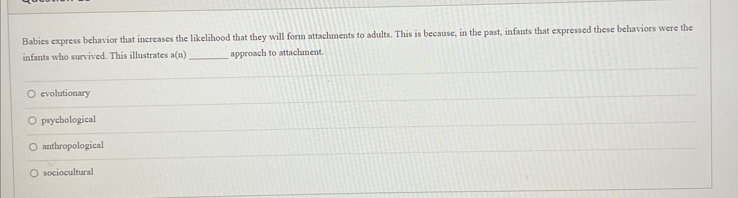 Solved Babies express behavior that increases the likelihood | Chegg.com