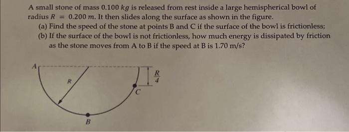 Solved A small stone of mass 0.100 kg is released from rest | Chegg.com