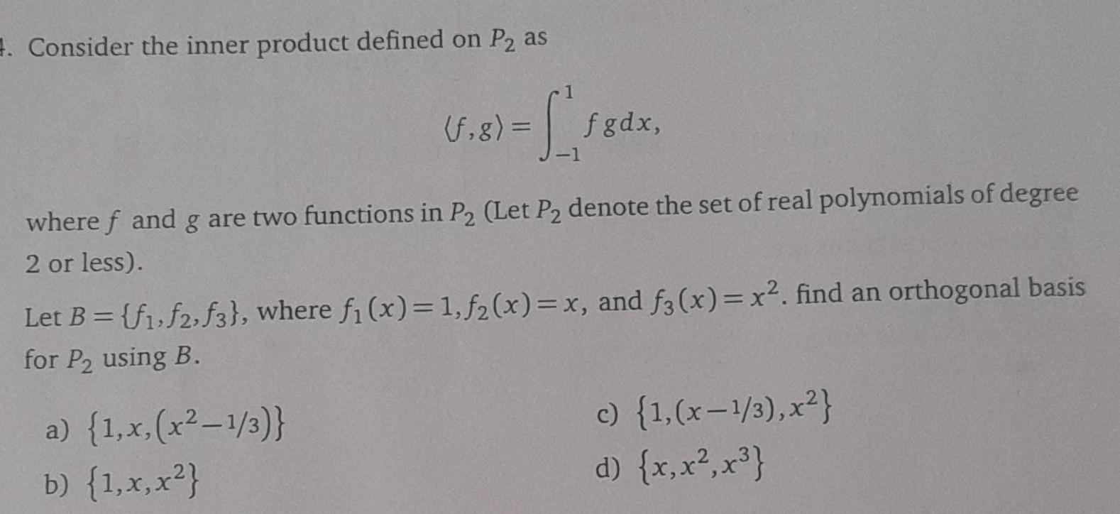 Solved Consider the inner product defined on P2 | Chegg.com