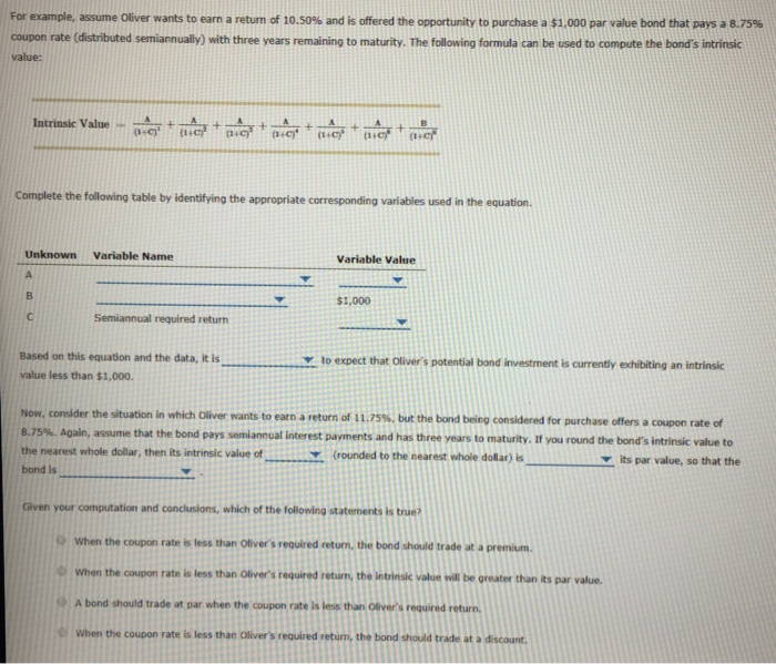 Solved For example, assume Oliver wants to earn a return of | Chegg.com