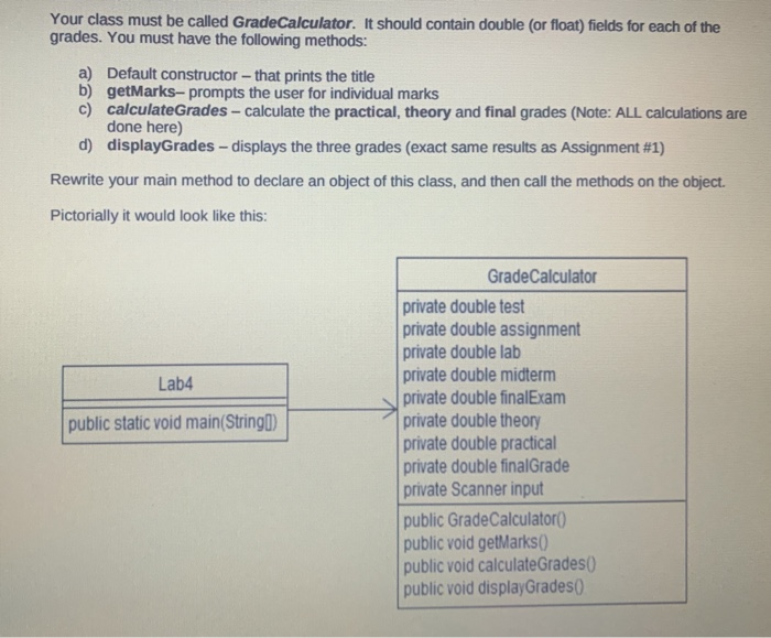 Solved Your class must be called GradeCalculator. It should | Chegg.com